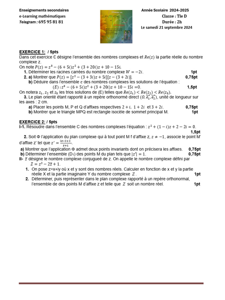 Devoir Obligatoire 2. Tle D | PDF