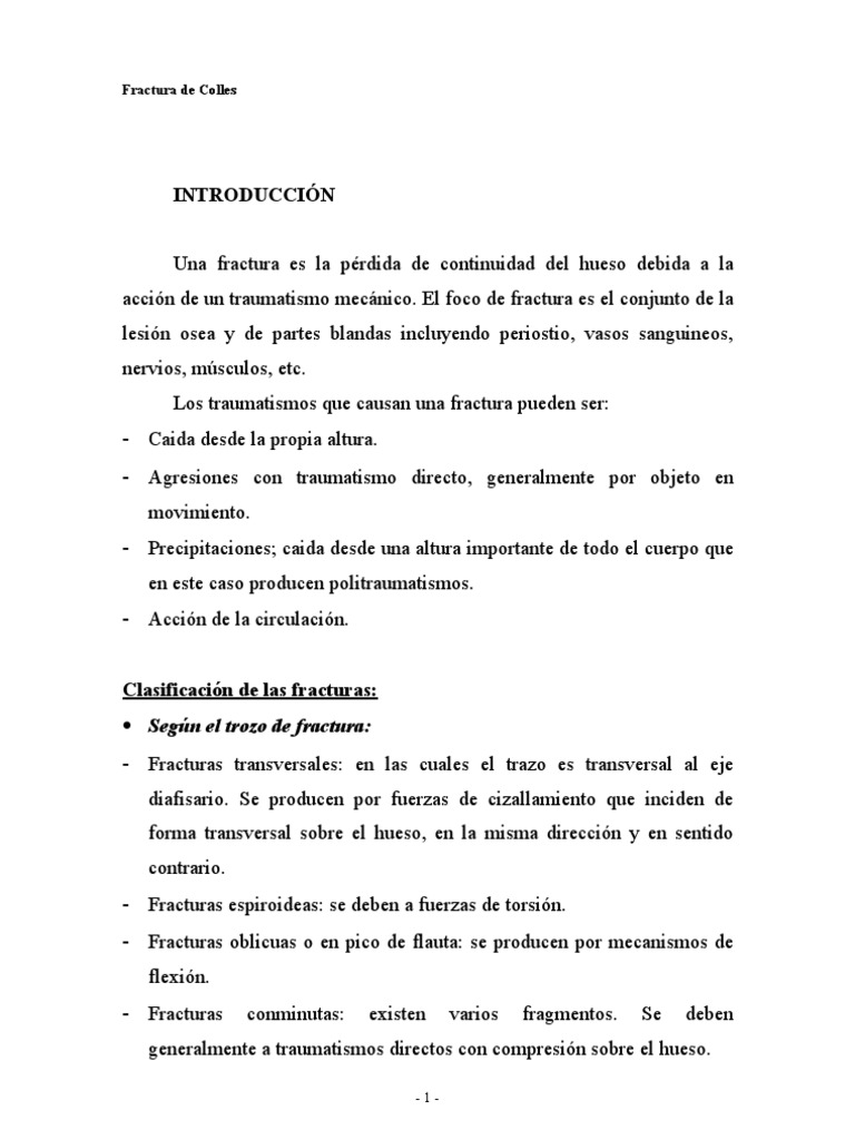 Fx. Colles | PDF | Codo | Lesión