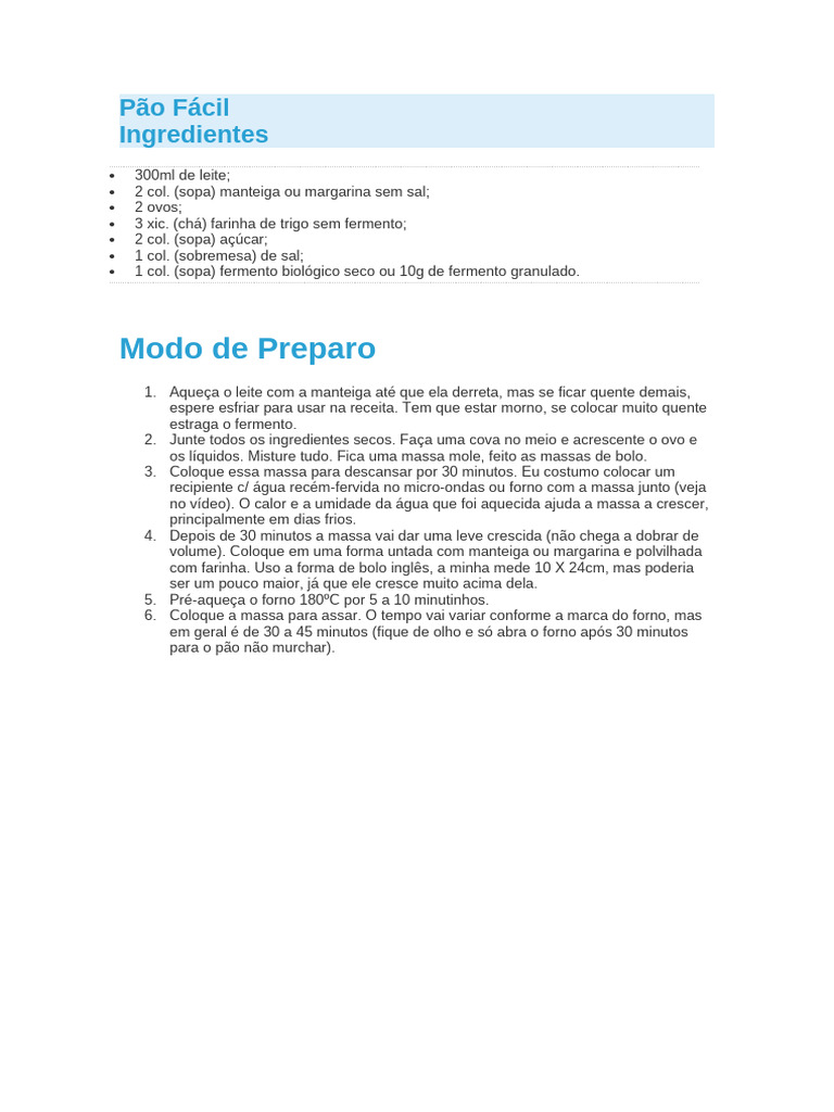 Pão Fácil | PDF