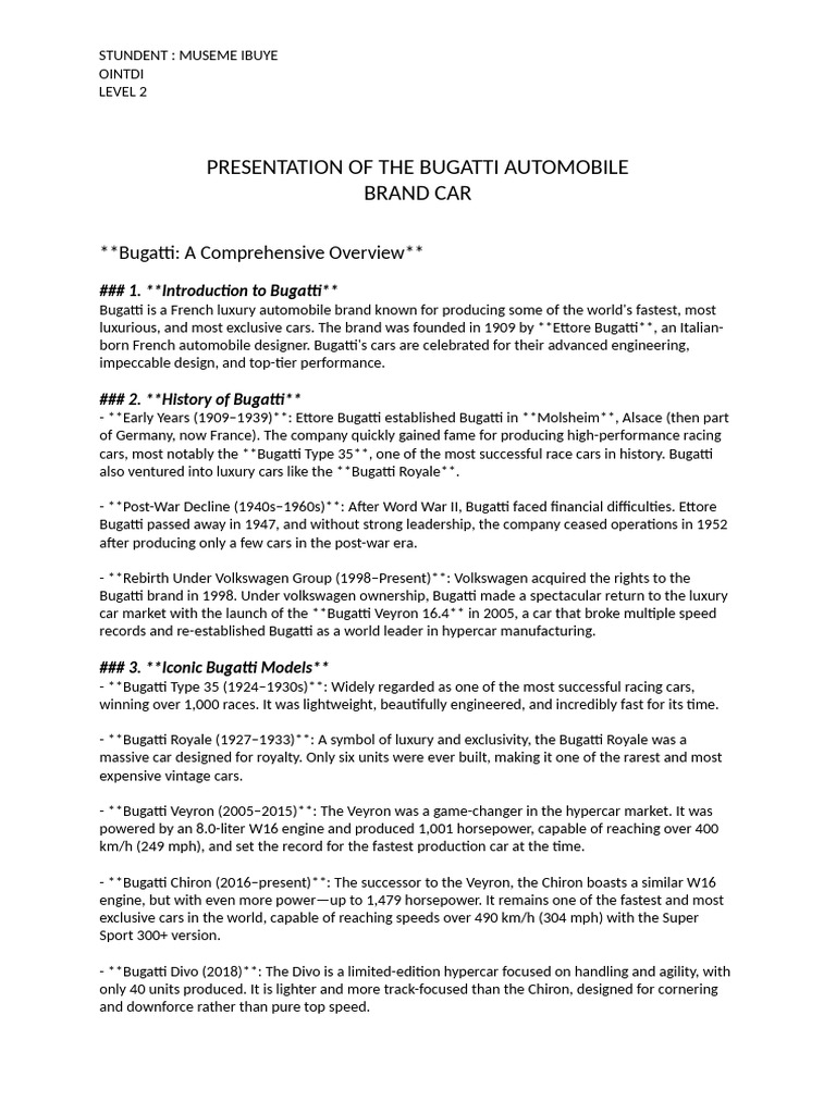 The History of Bugatti | PDF