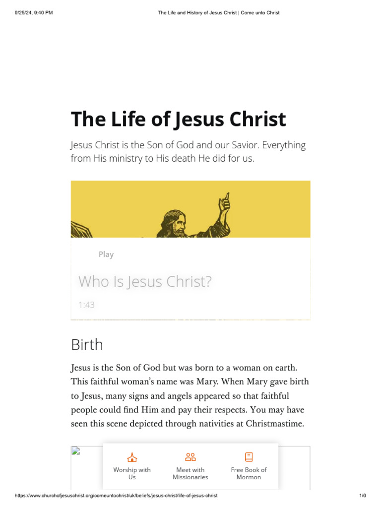 The Life and History of Jesus Christ - Come Unto Christ | PDF | Jesus ...