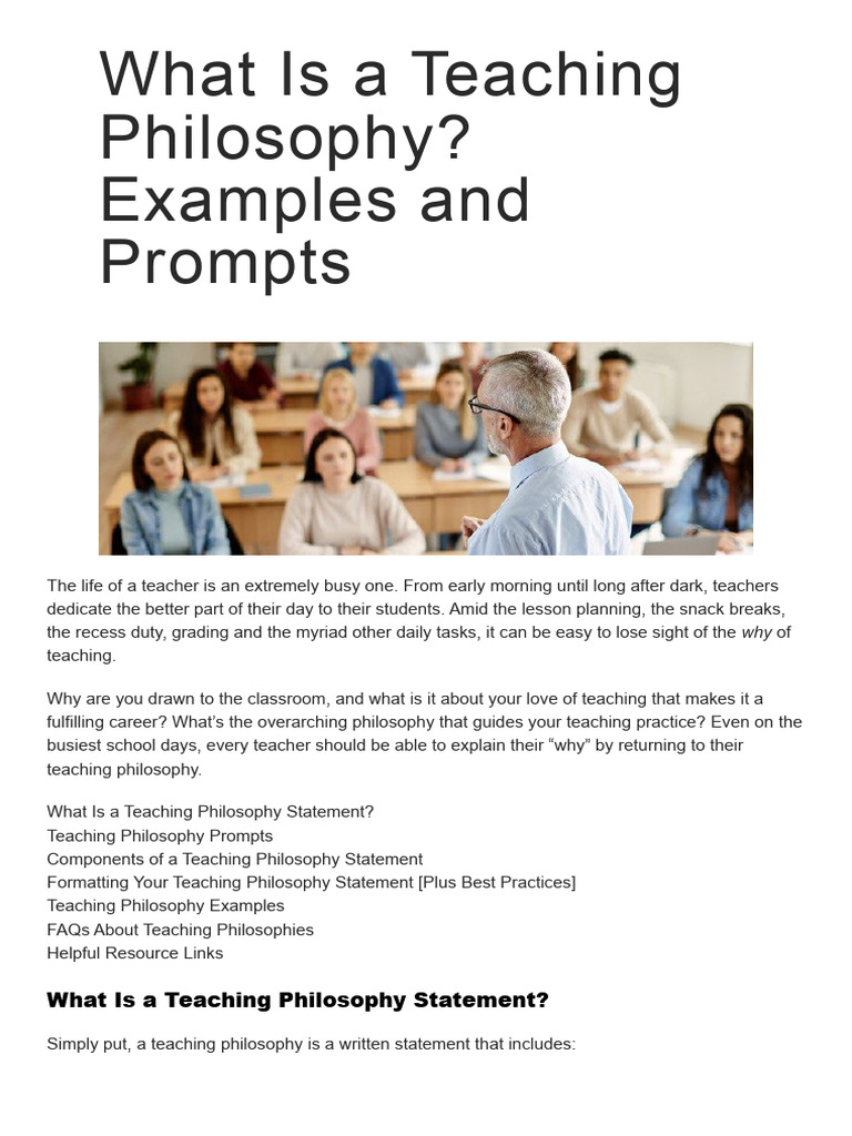 What Is A Teaching Philosophy - Examples and Prompts | PDF