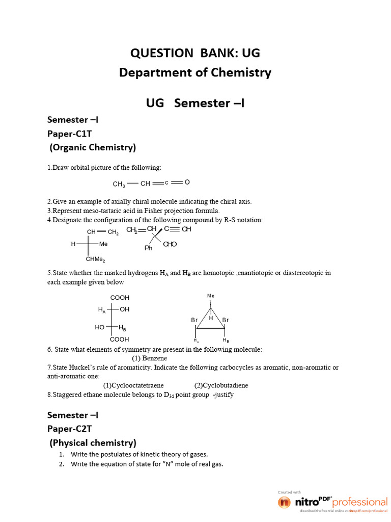 Chemistry Question Bank | PDF