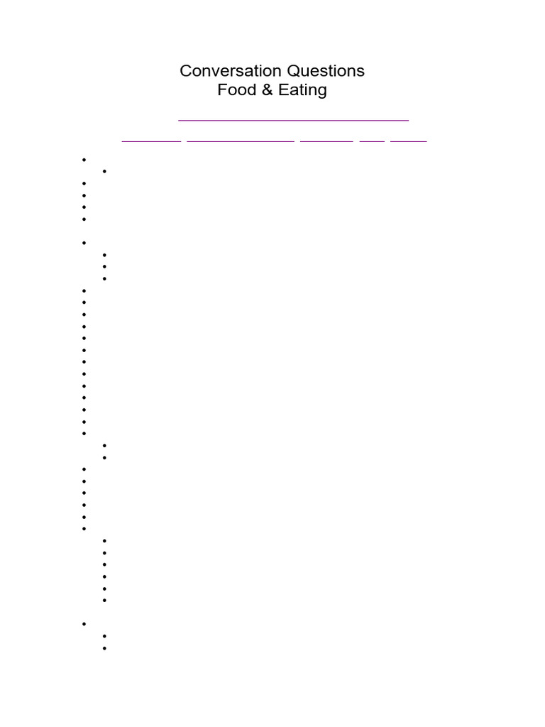 Conversation Questions - foods and drinks | PDF