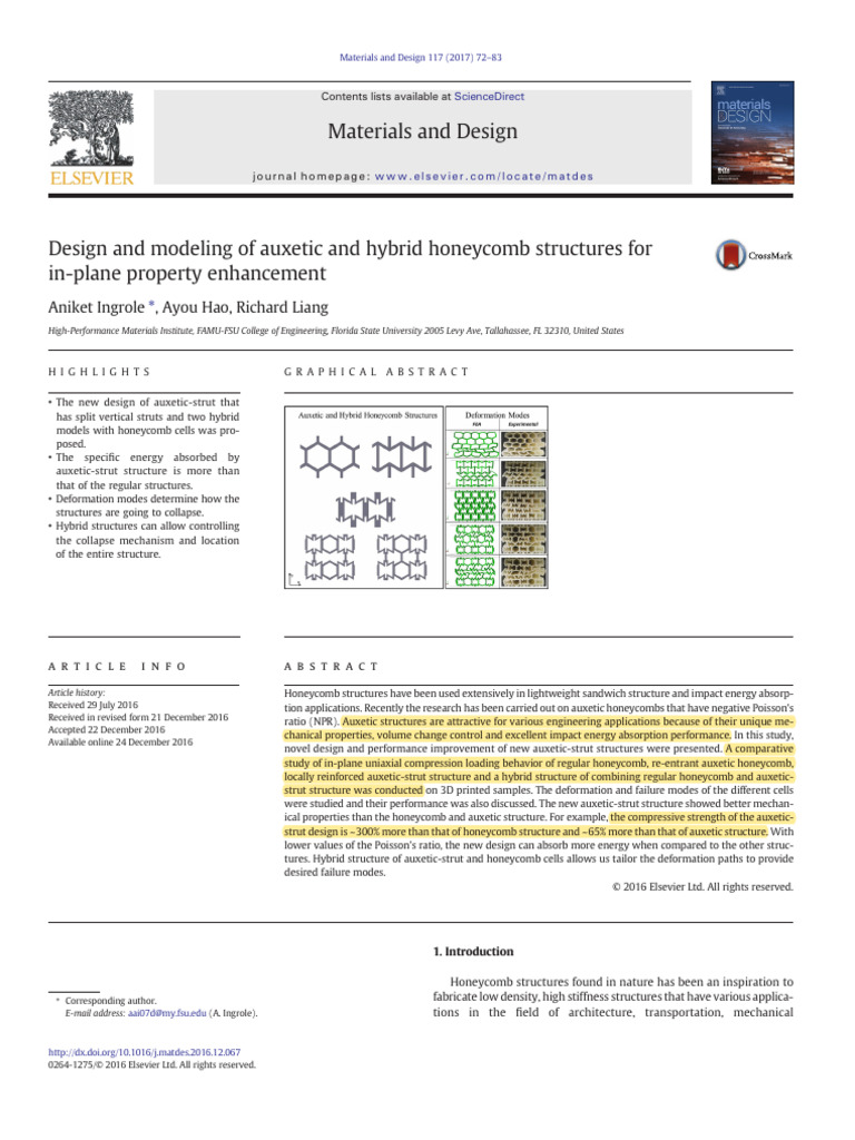 Auxetic&Hybrid - In-Plane - Honeycomb - Structures | PDF