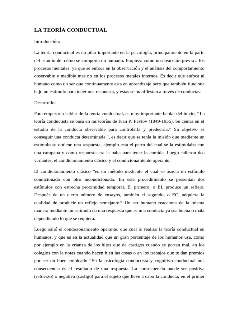 La Teoría Conductual | PDF