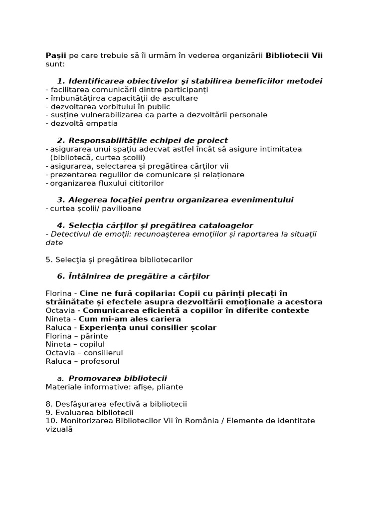 Biblioteca Vie - Extras Ghid - Pasii | PDF