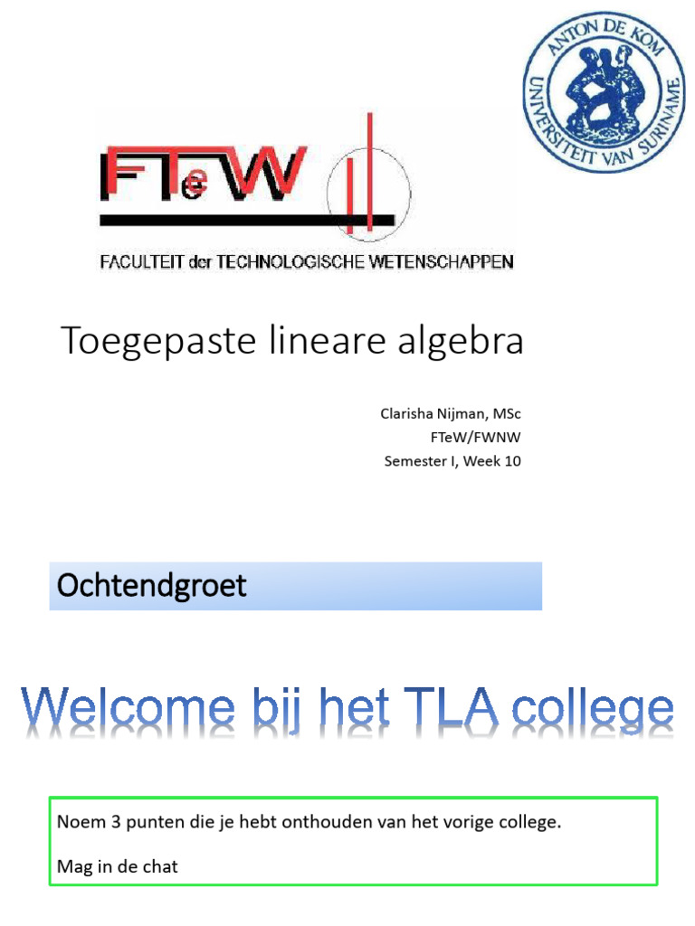 TLA College 8 | PDF | Matrix (Mathematics) | Linear Algebra