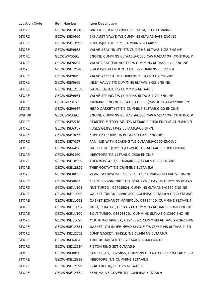 6lta Engine List | PDF | Turbocharger | Technology & Engineering