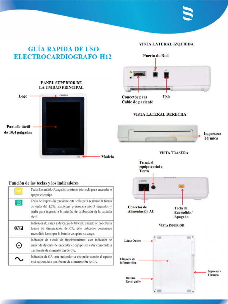 Guía Rápida de Uso Ekg Comen h12 | PDF