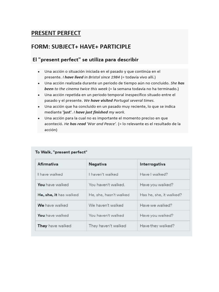 Present Perfect | PDF | Linguistics | Grammar