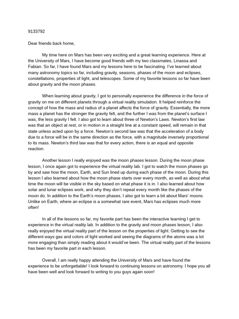 Unit 1 Reflection Phase 1 (2) ASTRO | PDF