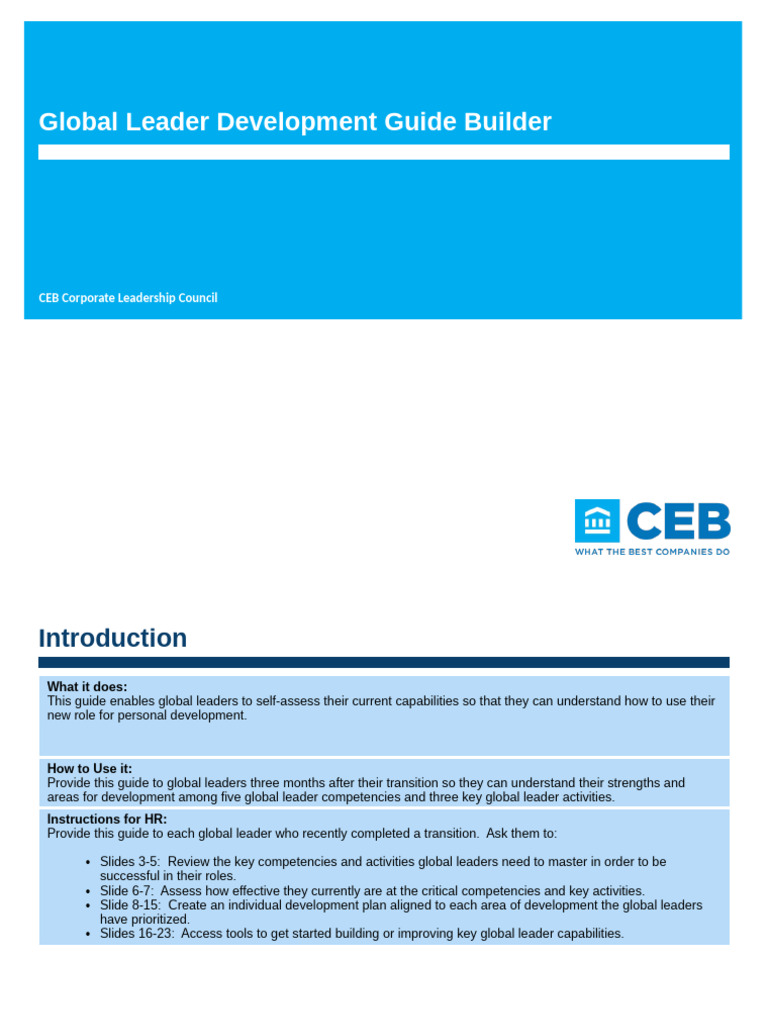 Global Leadership Development Guide | PDF | Strategic Planning | Talent ...