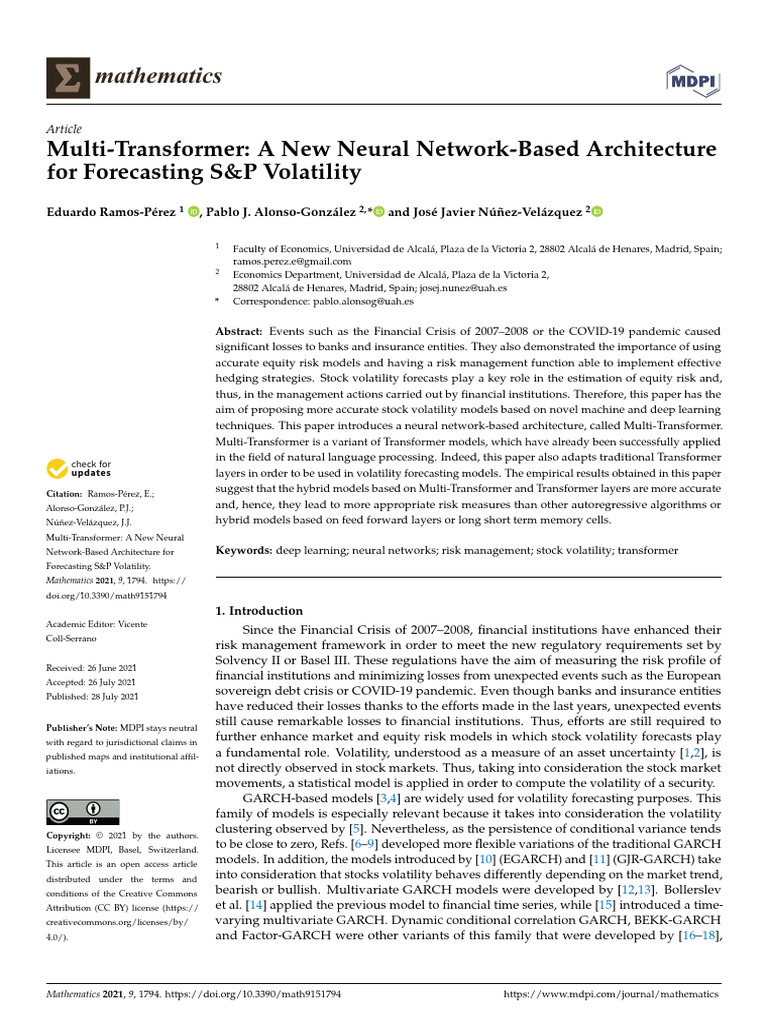 Multi-Transformer A New Neural Network-Based Archi | PDF | Volatility (Finance) | Deep Learning