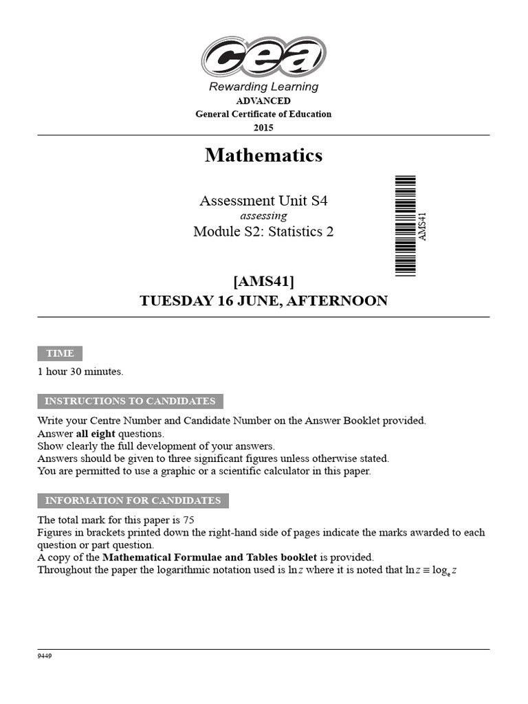A2 Maths S1june15p | PDF