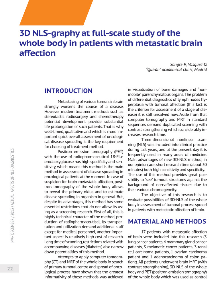 3D NLS-graphy at Full-Scale Study of The Whole Body in Patients With ...
