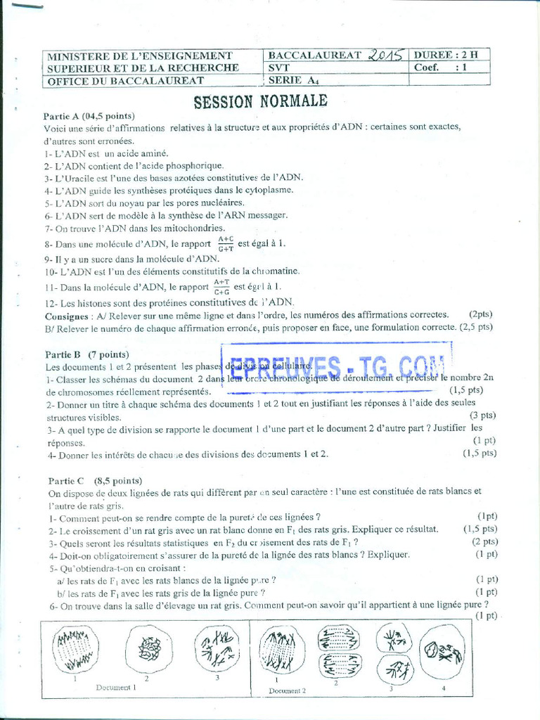 Bac A SVT 2015 | PDF