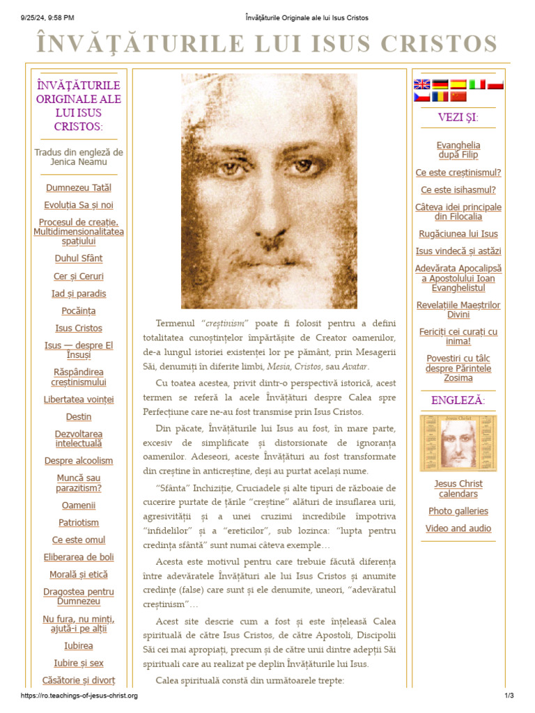 Învăţăturile Originale Ale Lui Isus Cristos | PDF