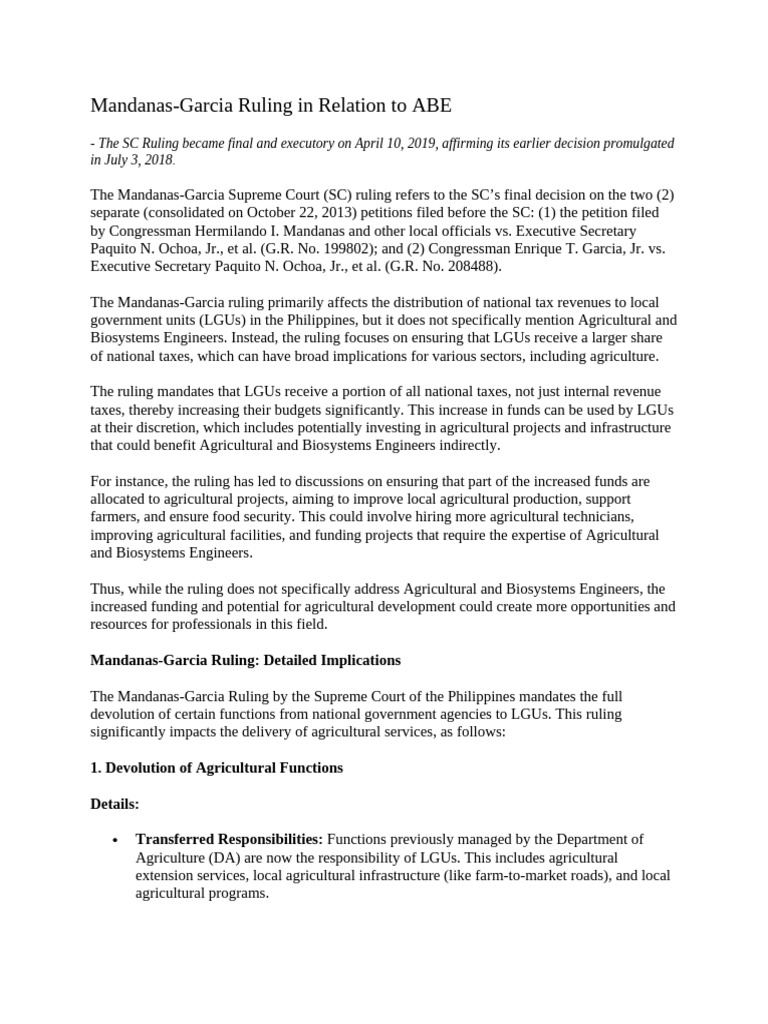 Mandanas-Garcia Ruling Summary | PDF