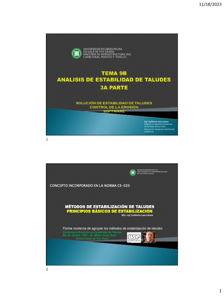 Tema 9B Analisis de Estabilidad de Taludes | PDF | Hormigón | Fundación profunda