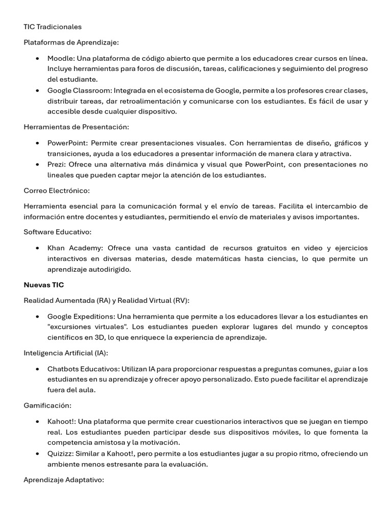 Ejemplos TIC TRADICIONALES | PDF