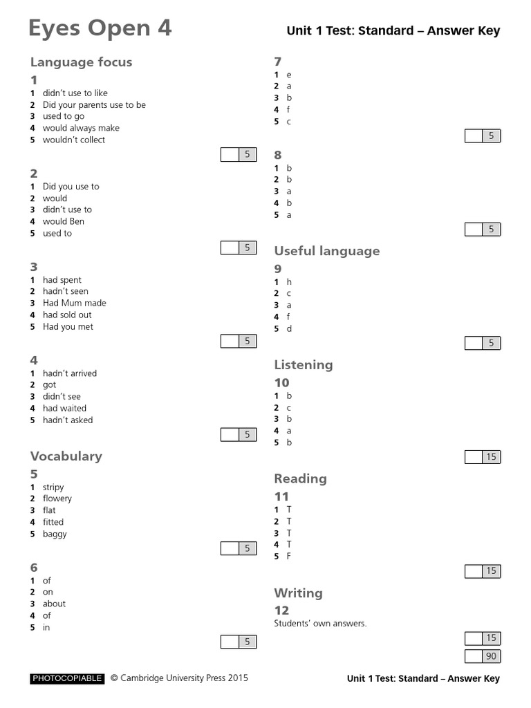 Unit 1 - Answer Key | PDF