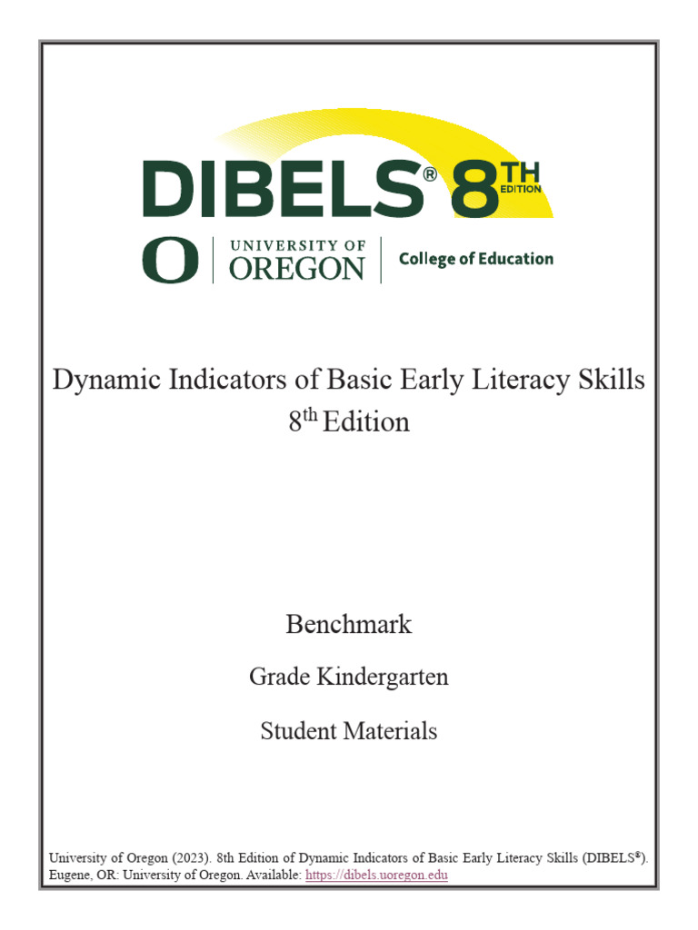 Dibels 8 Benchmark K Student | PDF