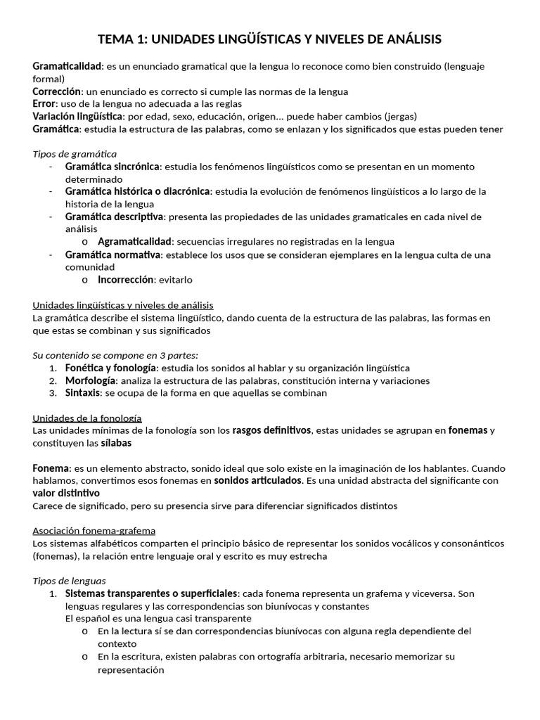 TEMA 1 lengua | PDF