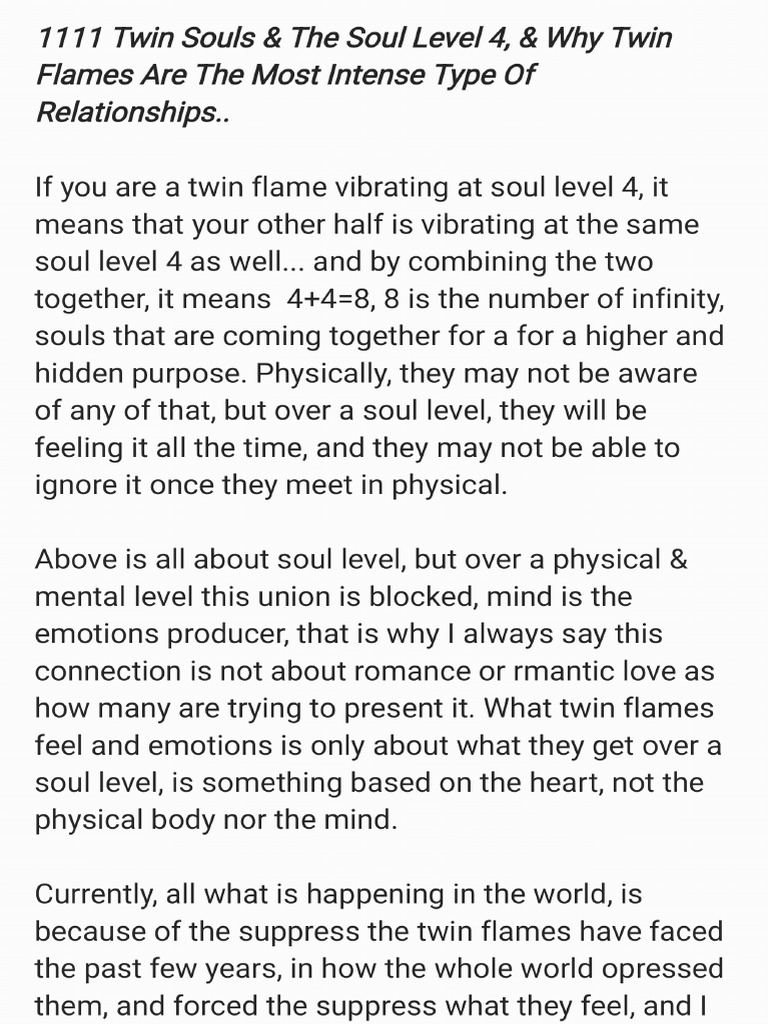 1111 Twin Souls & The Soul Level 4 | PDF