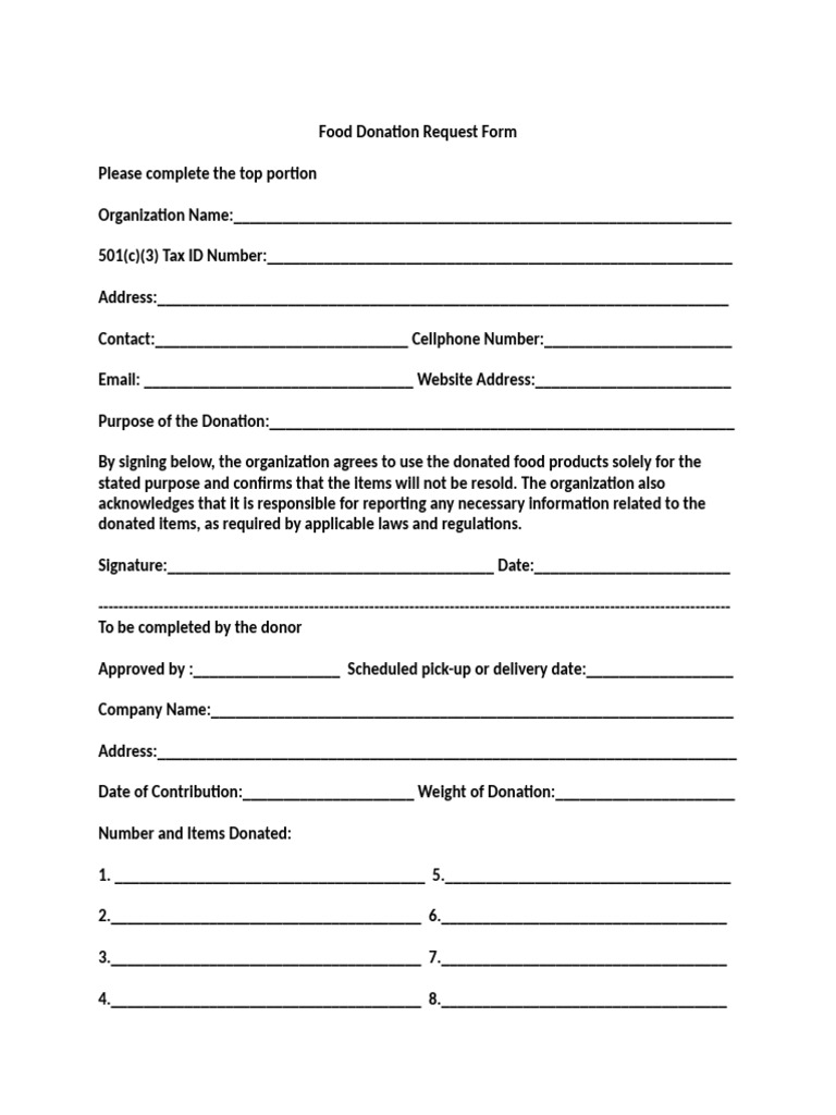 Food Donation Request Form | PDF