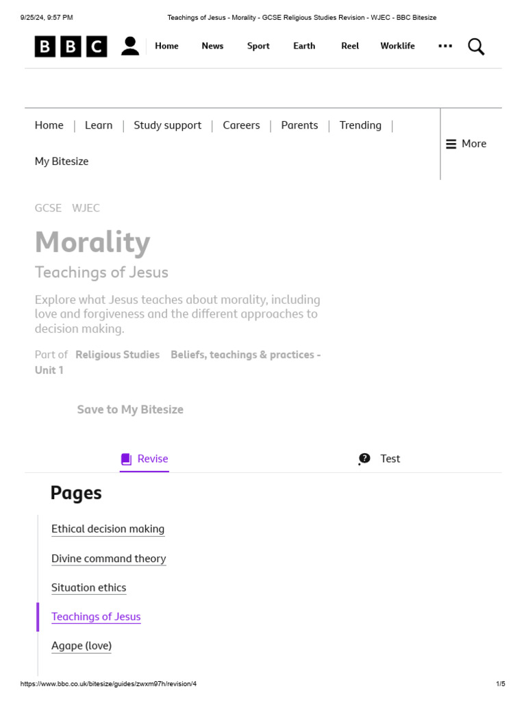 Teachings of Jesus - Morality - GCSE Religious Studies Revision - WJEC ...