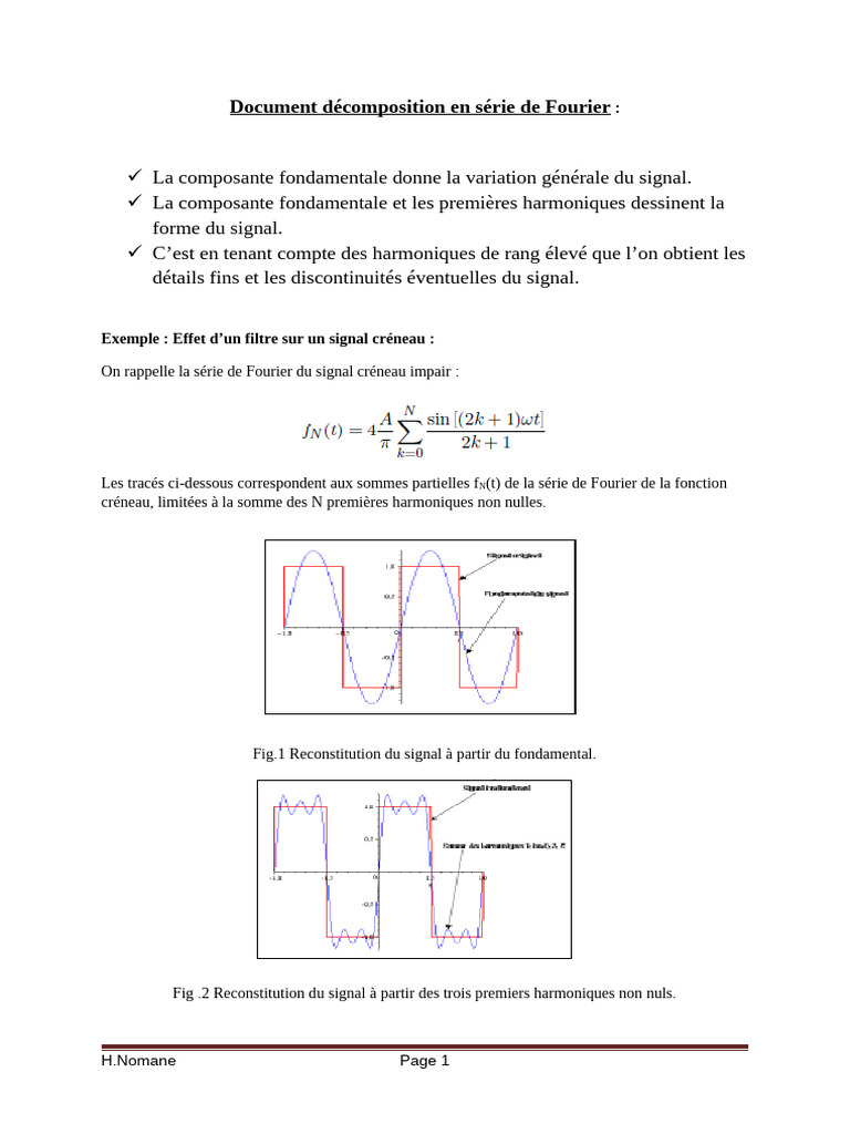 Document Décomposition en Série de Fourier: H.Nomane | PDF