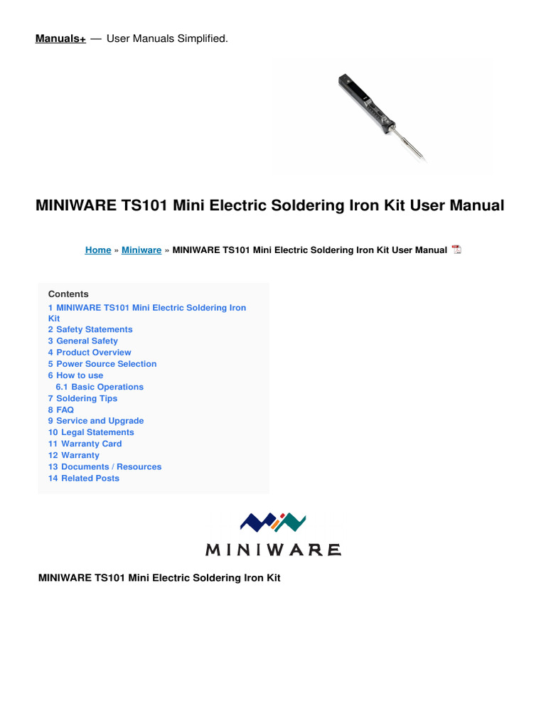 ts101 Mini Electric Soldering Iron Kit Manual | PDF