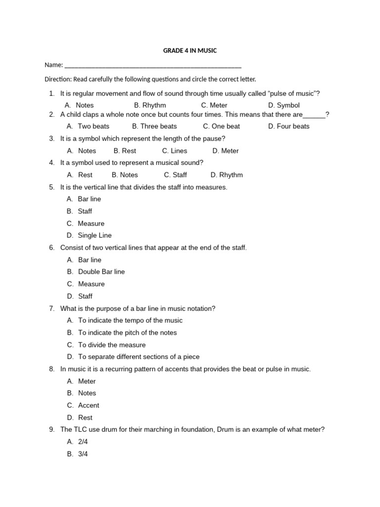 Grade 4 in Music | PDF