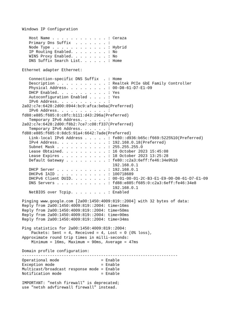 Network Info | PDF