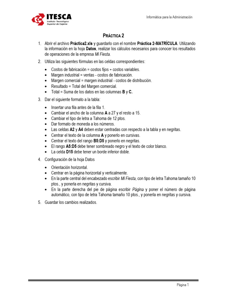 Práctica 2 Excel | PDF