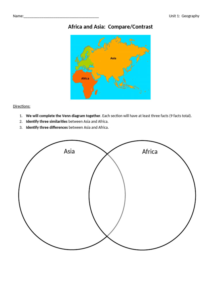 Asia and Africa Venn Diagram | PDF