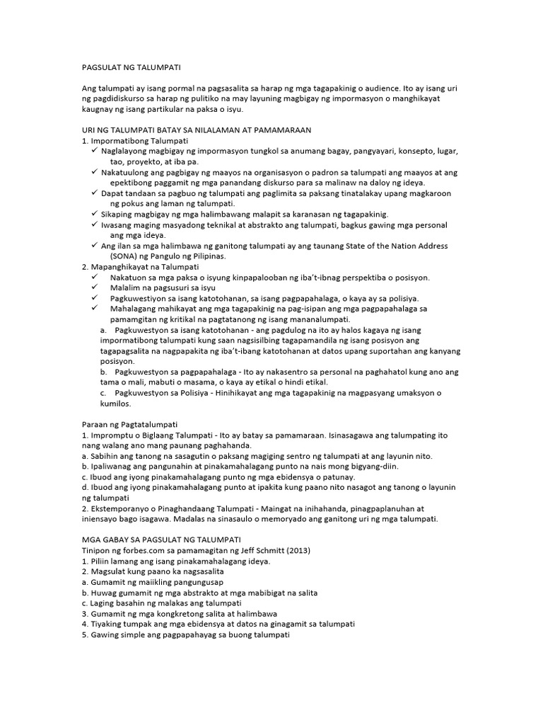 8 Pagsulat NG Talumpati | PDF