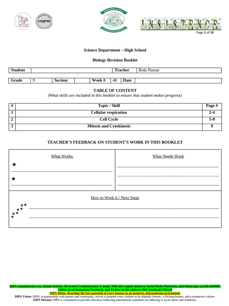 Revision Booklet - Biology - Quarter 4 - AK 1 | PDF | Mitosis | Career ...