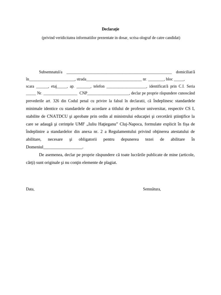 Declaratie-model | PDF