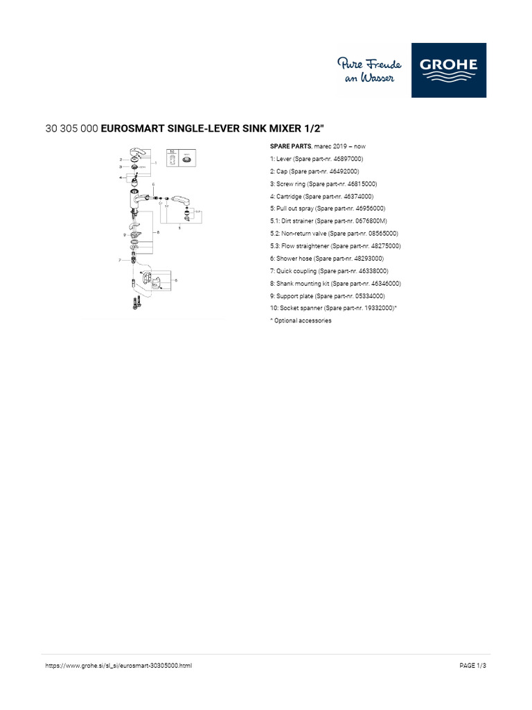 GROHE Spareparts List 30305000 | PDF