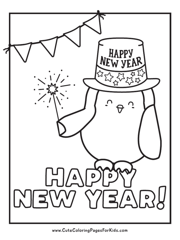 Happy New Year Free Coloring Sheet | PDF