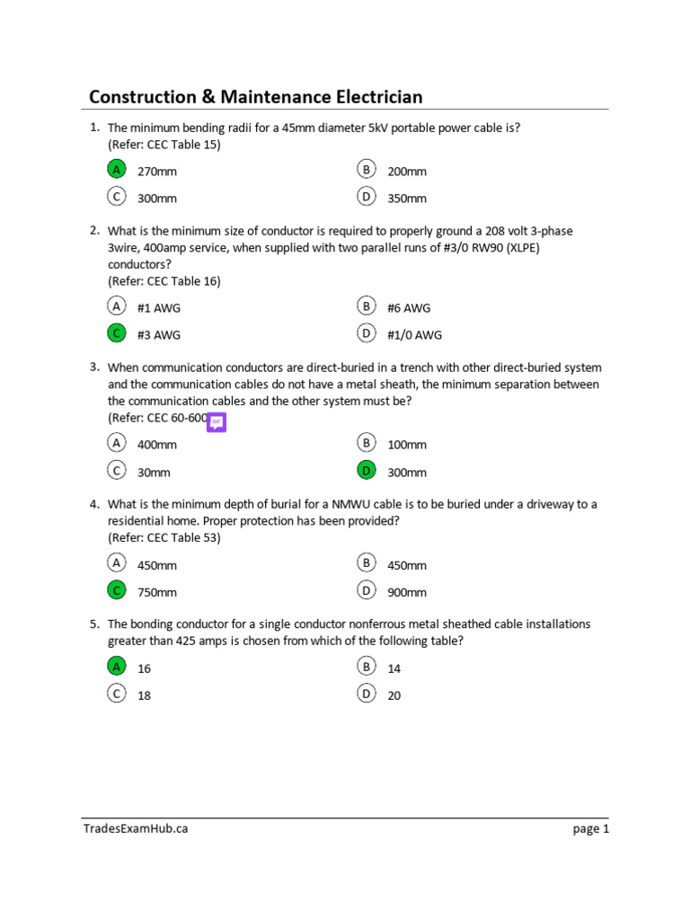 Sample Trades Exam Hub 309A | PDF