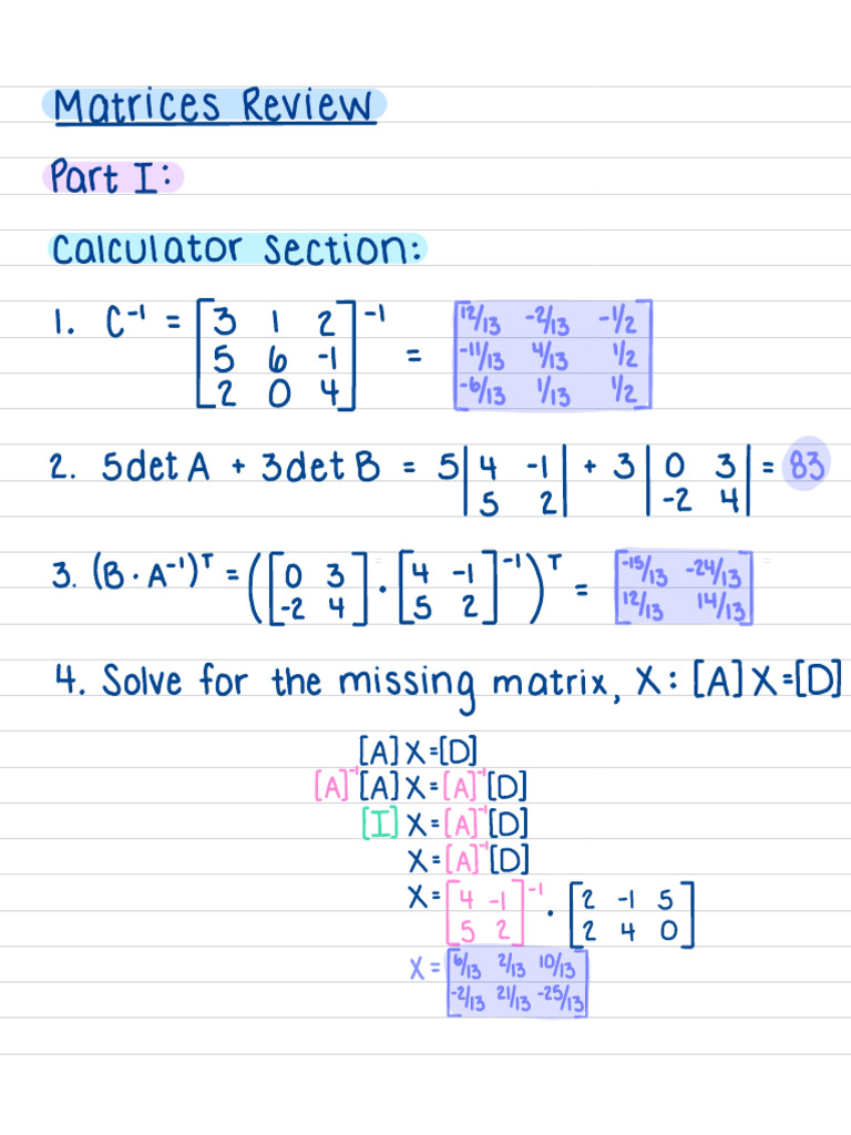Matrices Homework Solutions 2 | PDF