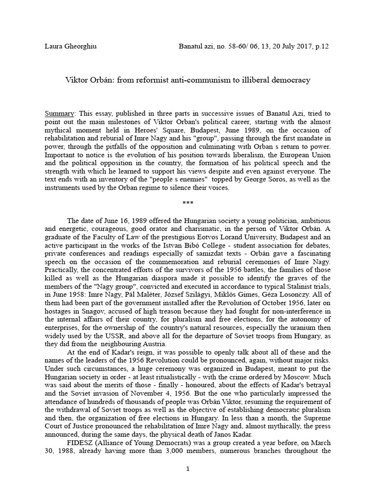 Viktor Orban From Reformist Anti Communi | PDF
