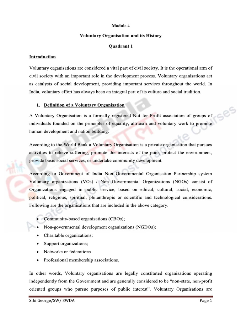 Voluntary-Organisation-and-its-History | PDF