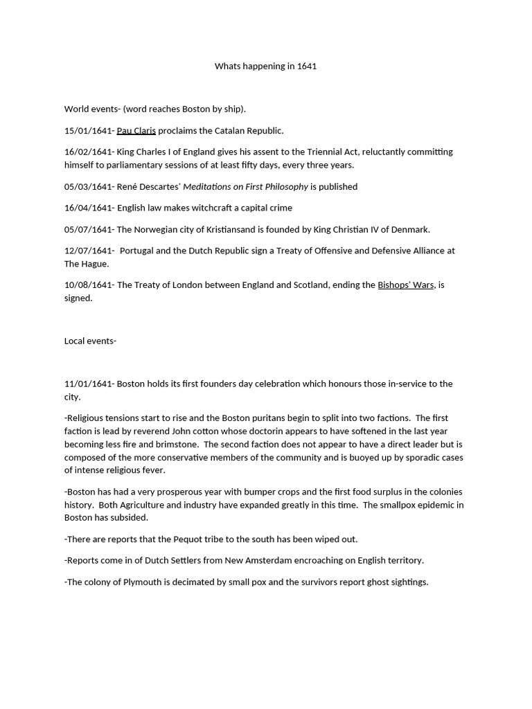 Whats Happening in 1641 | PDF