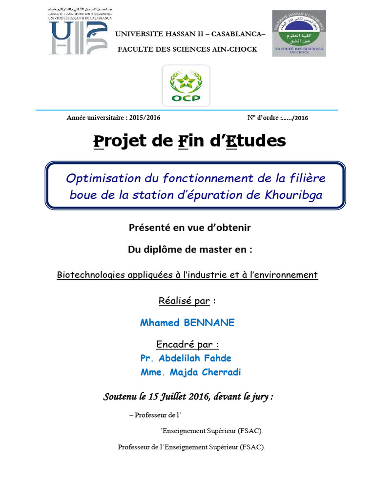 Rapport de Projet de Fin D'étude de Bennane Mhamed | PDF
