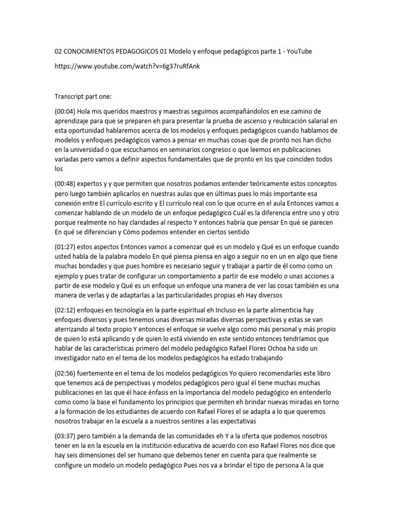 Modelo y Enfoque Pedagógicos | PDF