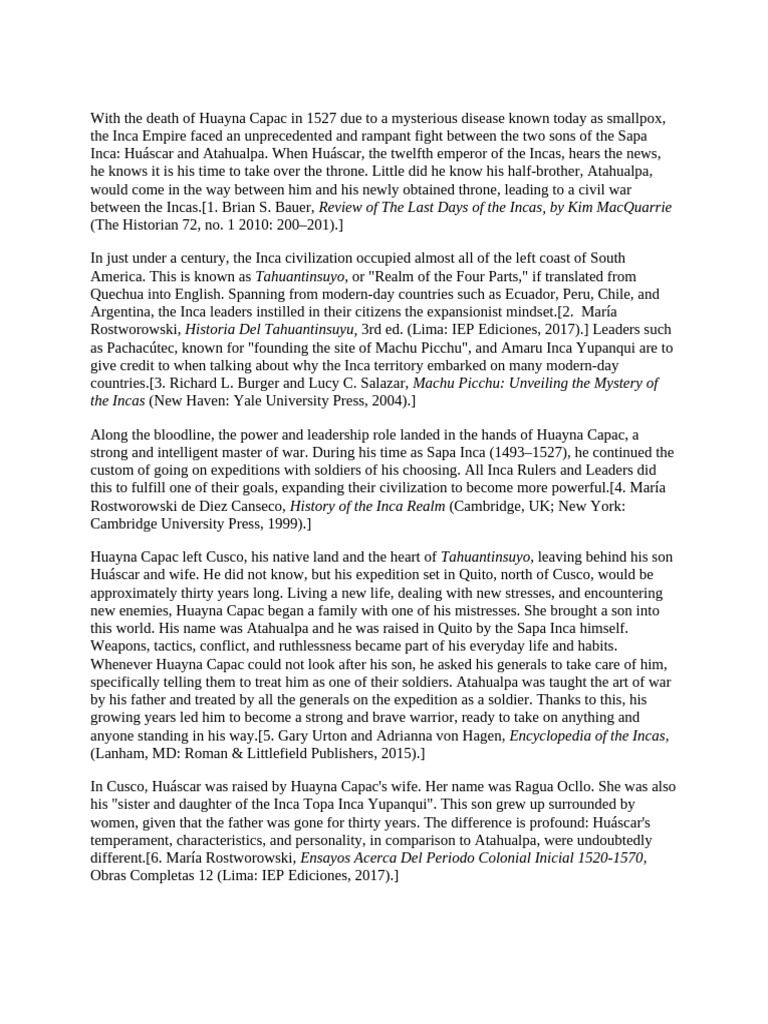 Atahualpa and Huáscar - The Cataclysm of The Inca Civilization 1529-1532 | PDF